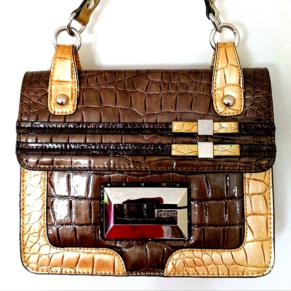 Guess | Bags | Guess Vintage Brown Crocodile Aligator Design Patent ...